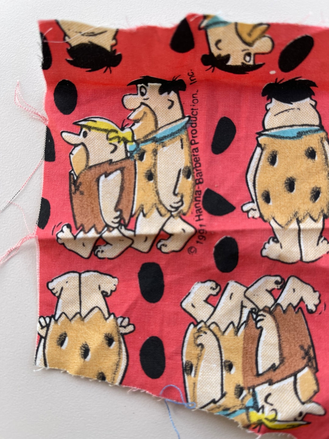 Hanna Barbera Fred Flintstone Cotton Fabric Remnants Vintage 1991 ...