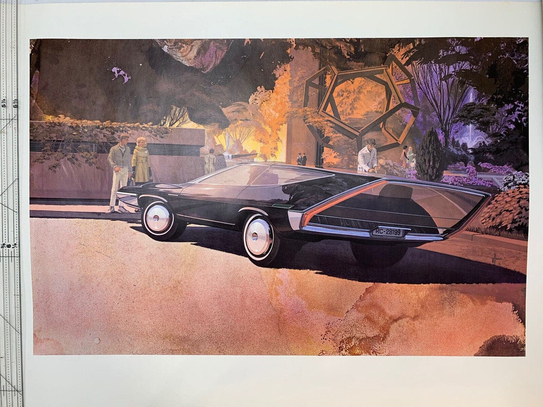 Vintage Syd Mead Futuristic Car Art Print 18x25 United States Steel ...