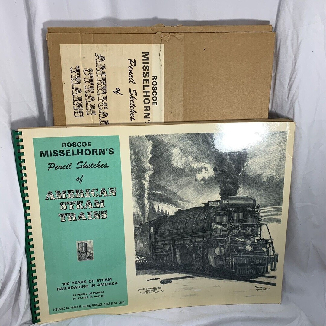 Roscoe Misselhorns Lithograph Pencil Sketches American Steam Trains ...