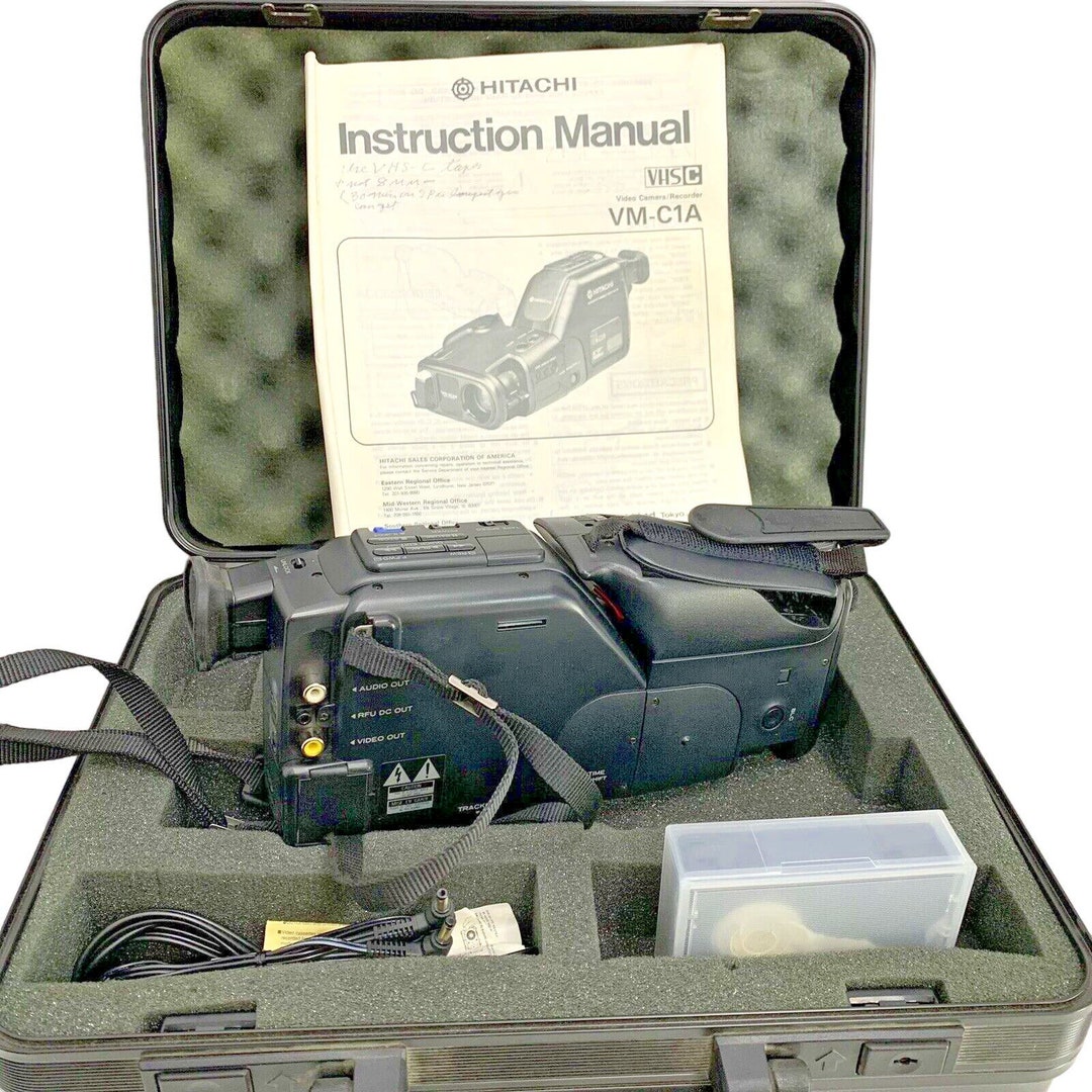 Hitachi VM-C1A VHS-C Movie Camera Recorder Camcorder W Case Manual for ...