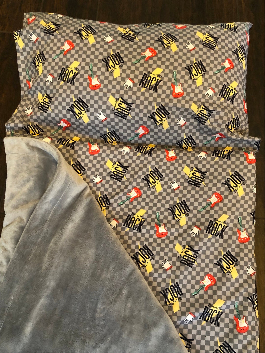 Rock & Roll Personalizable Memory Foam Nap Mat W/ Attached Pillowcase ...