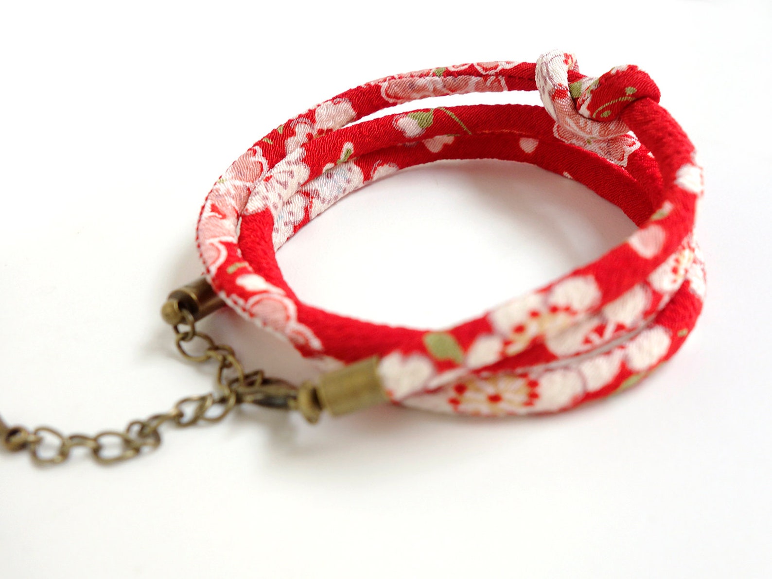 Red Japanese Bracelet. Kimono Bracelet Sakura Red Japanese - Etsy