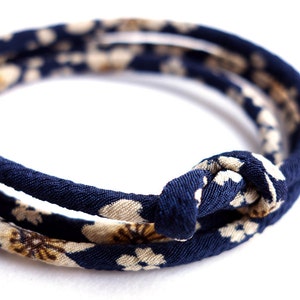 Dark Blue Japanese Bracelet Kimono Jewelry Necklace HANA MORI White ...