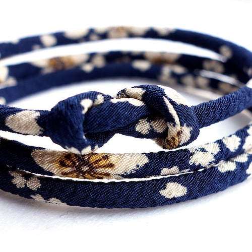 Dark Blue Japanese Bracelet Kimono Jewelry Necklace HANA - Etsy