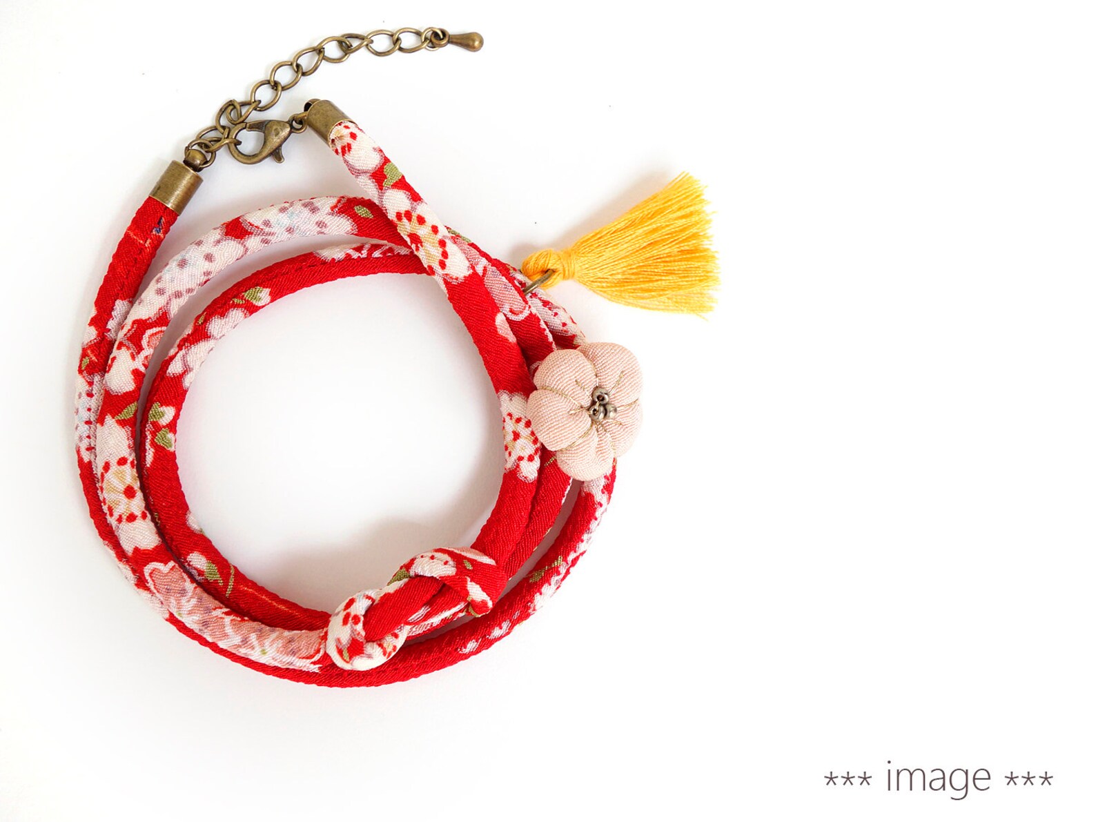 Red Japanese Bracelet. Kimono Bracelet Sakura Red Japanese - Etsy
