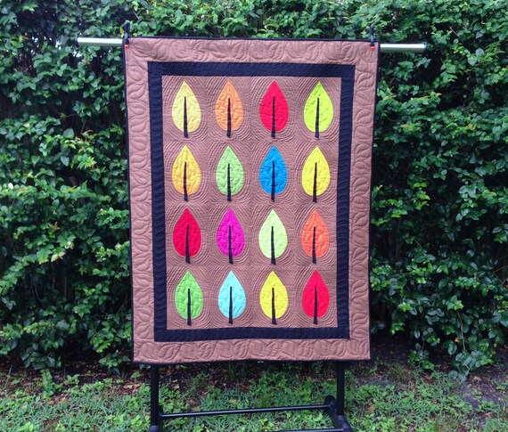 Bright Modern Leaves Quilt Wall Hanging | Etsy