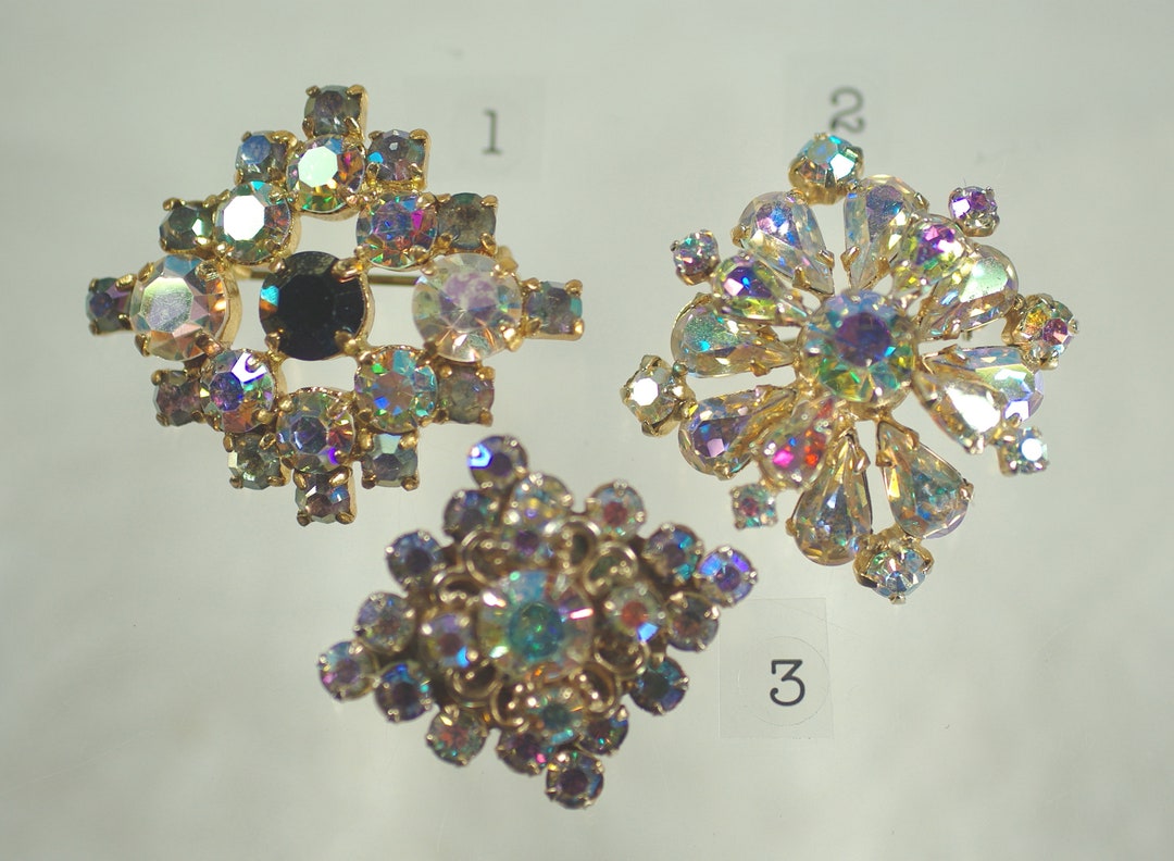 AB Gold Rhinestone Scatter Pins, Friend Aurora Borealis Hat Vest Pin ...