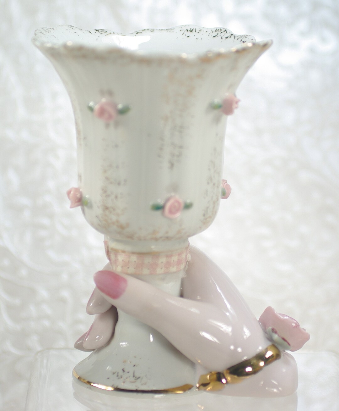 Vintage Napco Ceramic Pedestal Hand Flower Vase, Friend Birthday ...