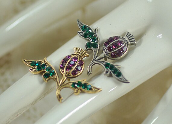 Vintage Rhinestone Thistle Stick Pin Art Nouveau Thistle Pin | Etsy