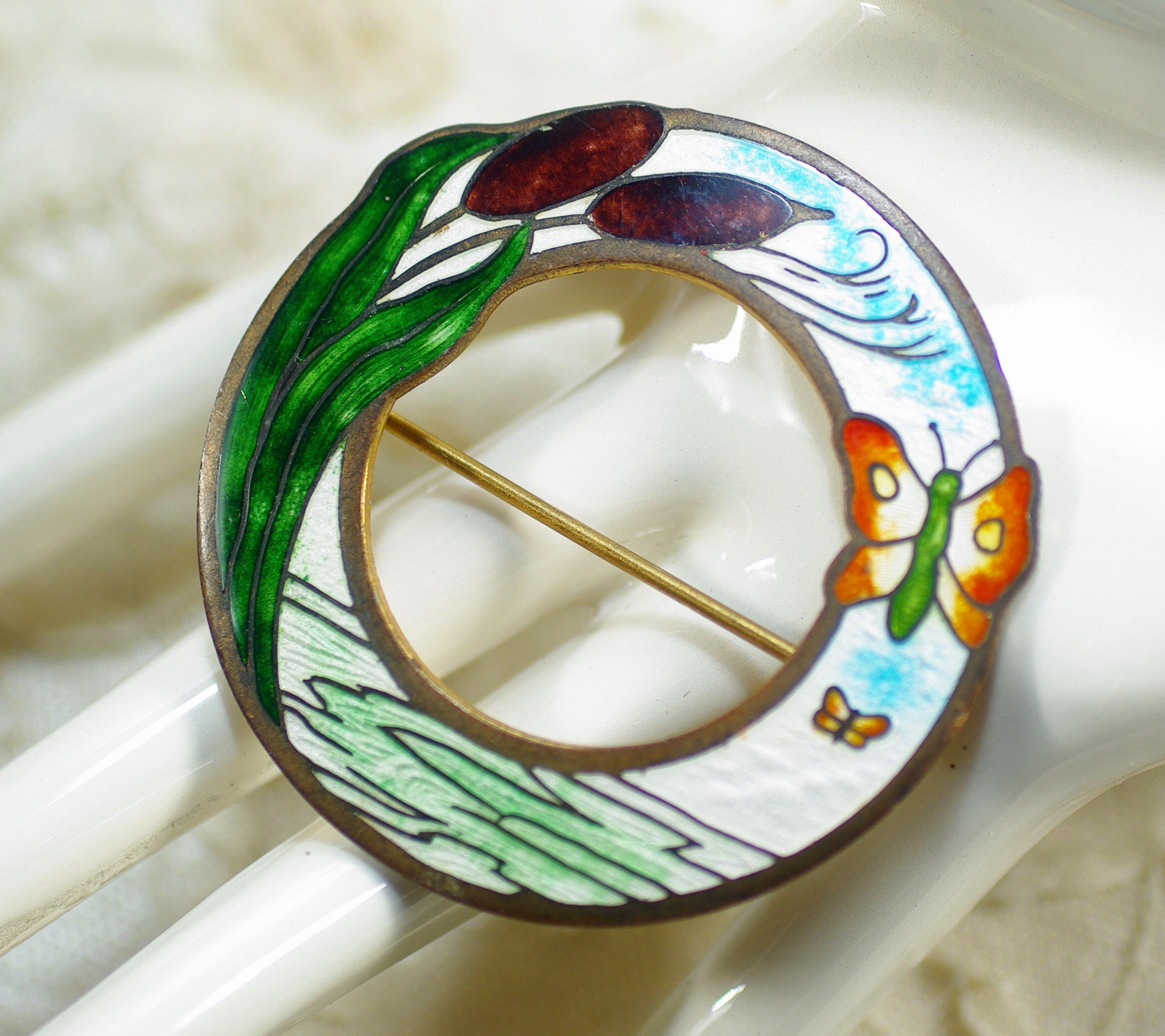 Cloisonne brooch Etsy