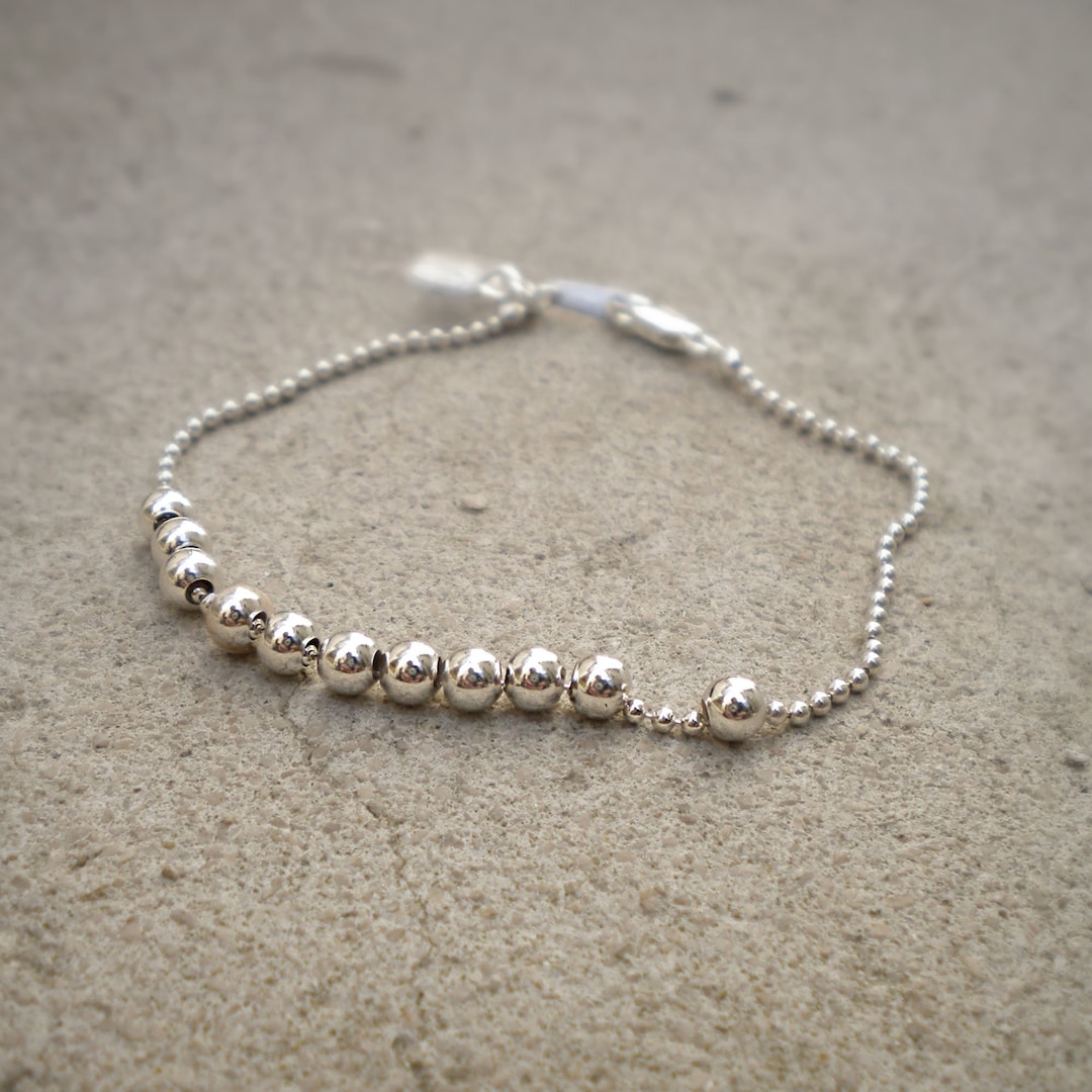 Bracelet Boules Argent Massif, Bracelet Femme Argent 925, Bracelet ...
