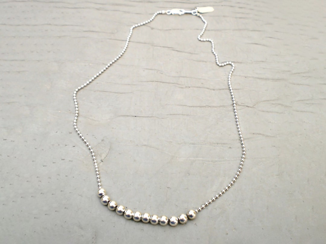 Simple Silver Necklace, Sterling Silver Necklace, Ball Chain Necklace ...