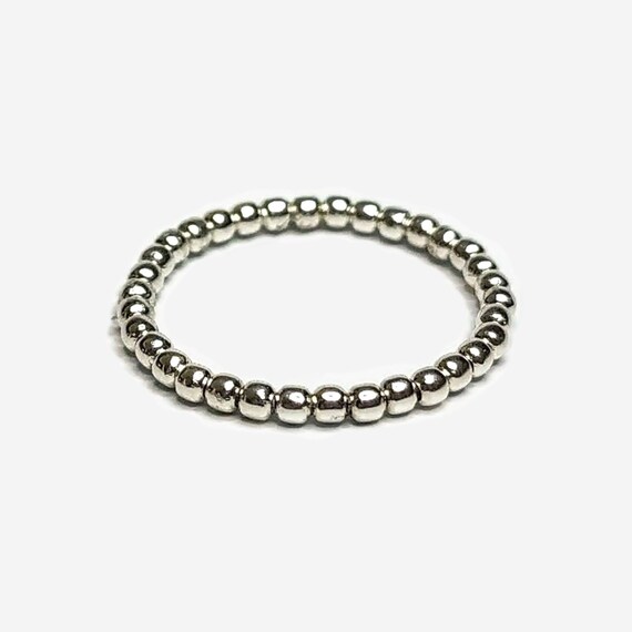 Simple Silver Rings Silver Beaded Rings Silver Ball Ring - Etsy