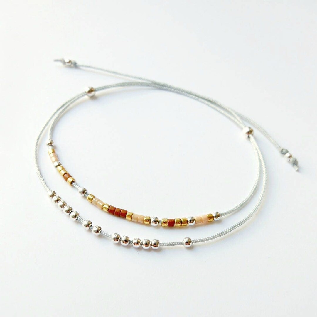 Thin Cord Bracelet - Thread Bracelet - Friendship Bracelet Silver ...