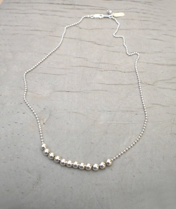 Simple silver Necklace Sterling silver Necklace Ball chain | Etsy