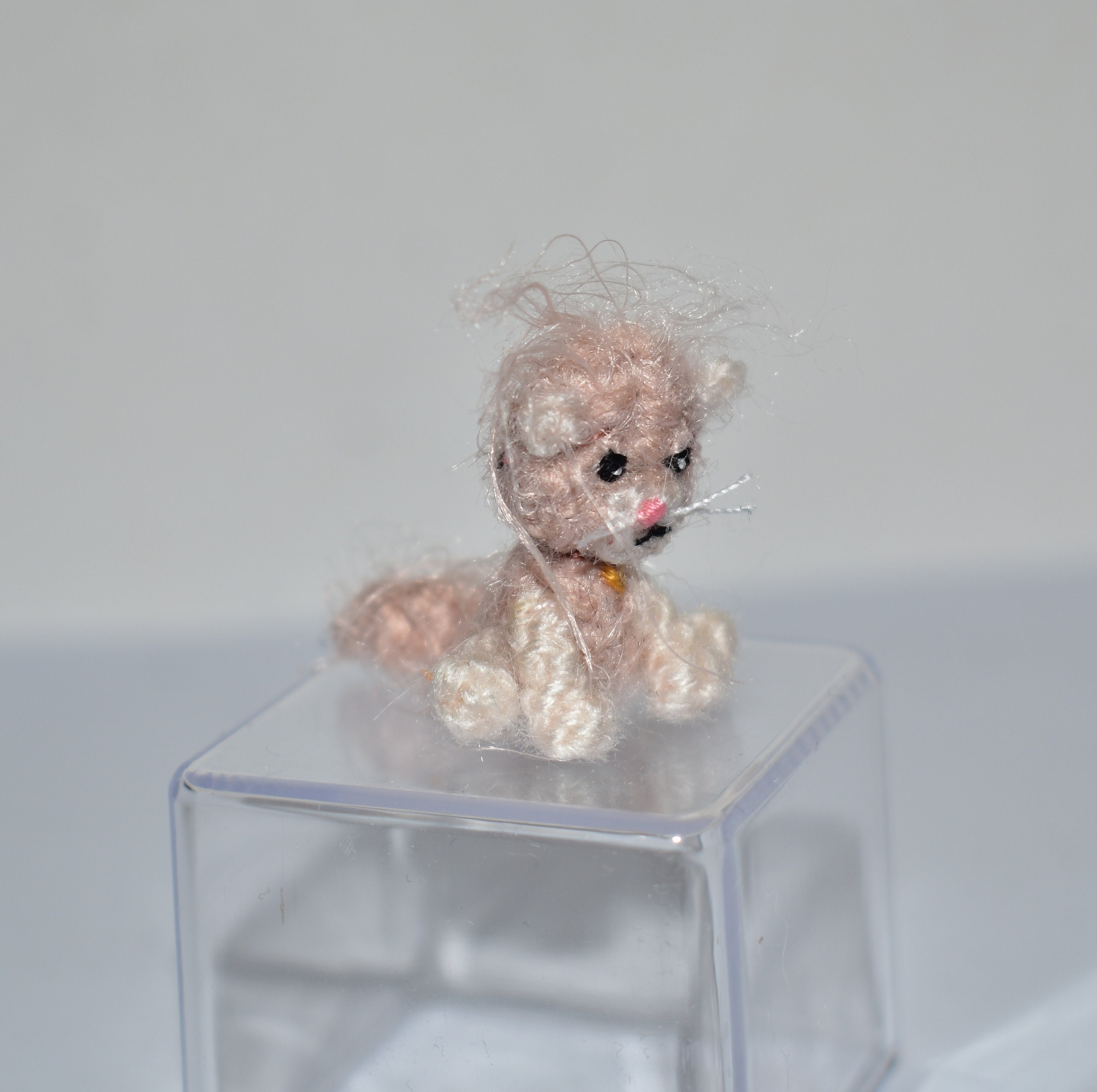 Cute Mohair Cat 1"tiny Miniature Kitty Crochet Cat Toy Dollhouse Toy ...