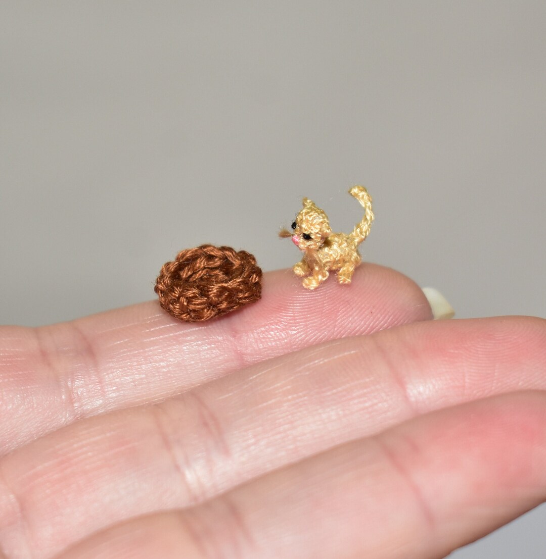 Extremely Micro Cat (10mm) Tiny Crochet Cat Amigurumi - Dollhouse Toy ...
