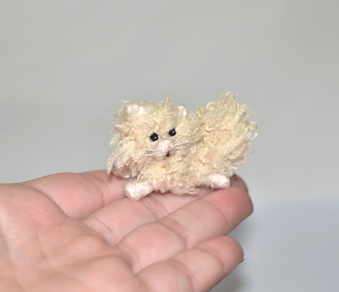 Tiny Sweet Cat 1.6 Mini Crochet Stuffed Cat Dollhouse Cat Toy Micro ...