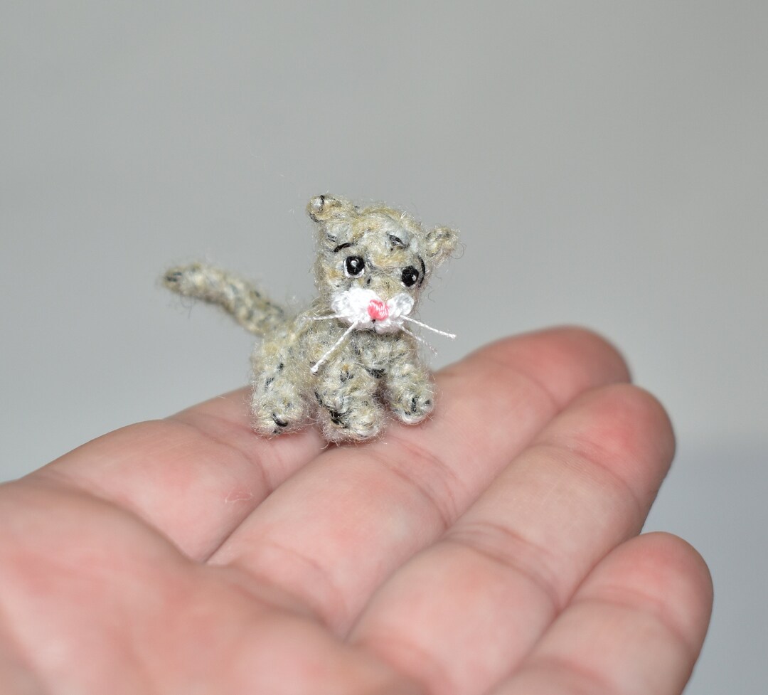 Miniature Movable Crochet Cat Miniature Kitty Crochet Cat Toy Dollhouse ...