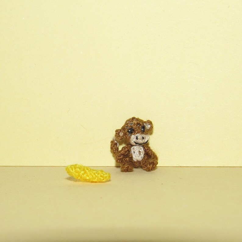 EXTREMELY Micro Monkey and Banana Palm Miniature Crochet - Etsy