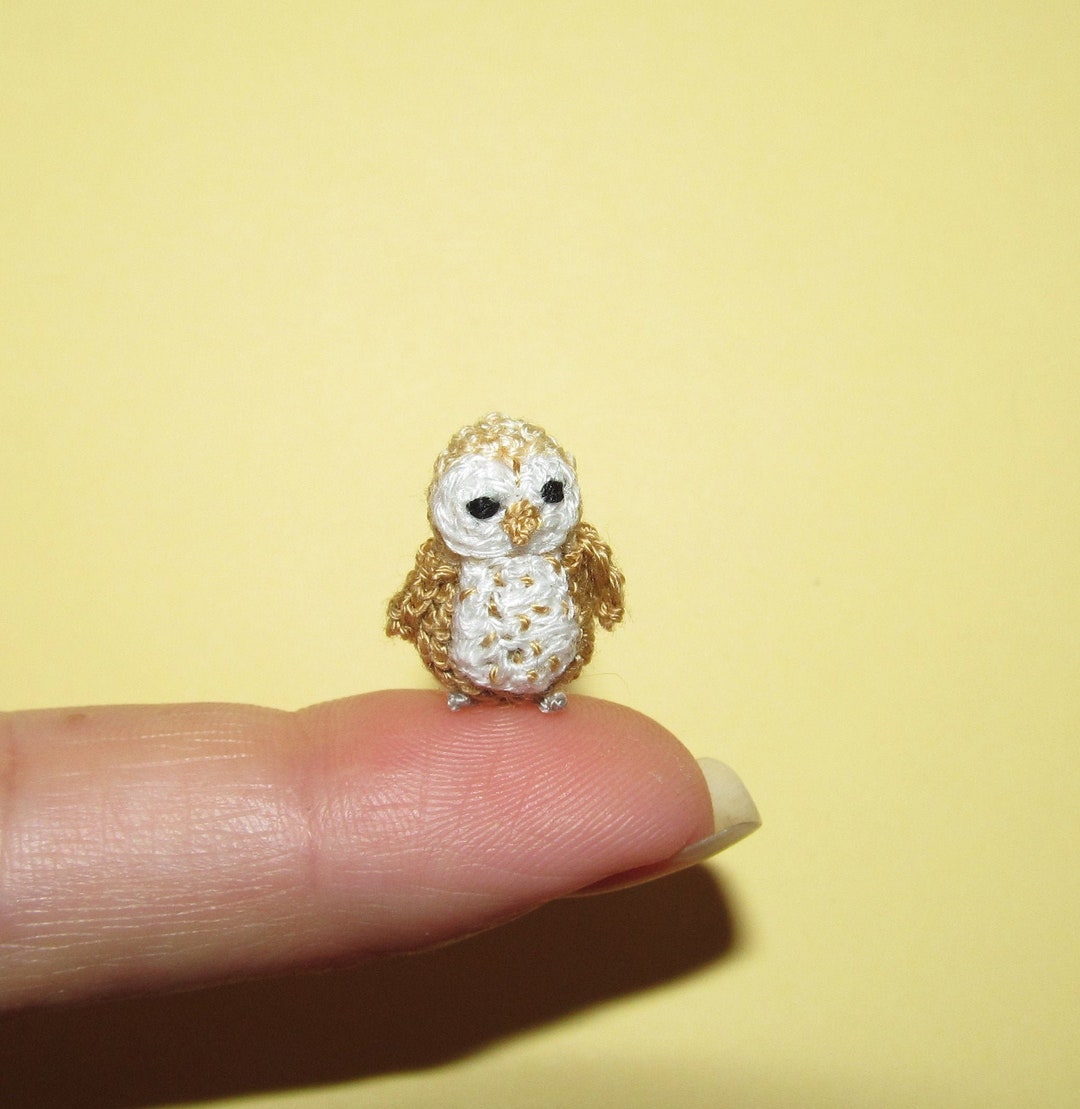 Tiny Miniature Owl Crochet Micro Owl Tiny Owl Dollhouse Owl Sweet Cute ...