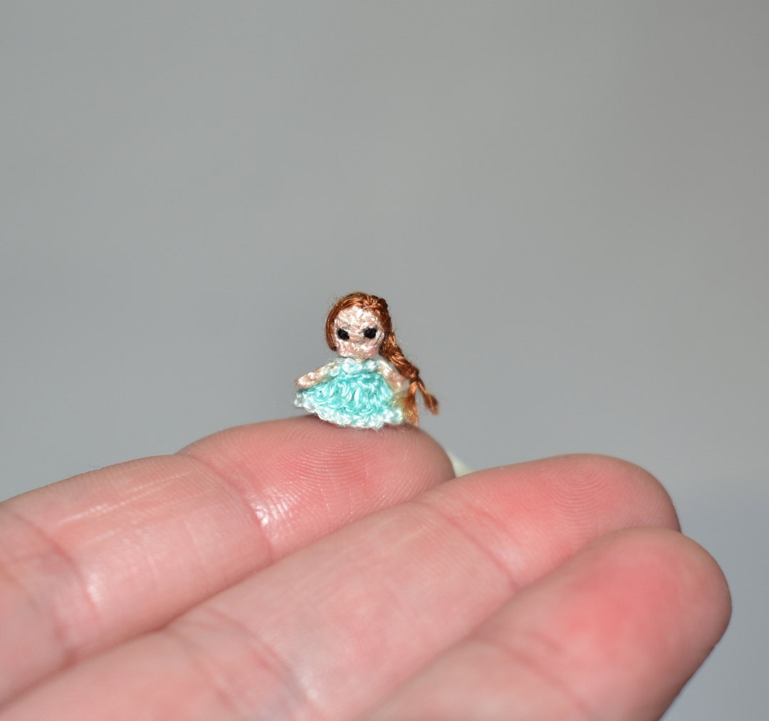 Micro Girl 0.5" Extremely Micro Girl Crochet Miniature Doll Extremely ...
