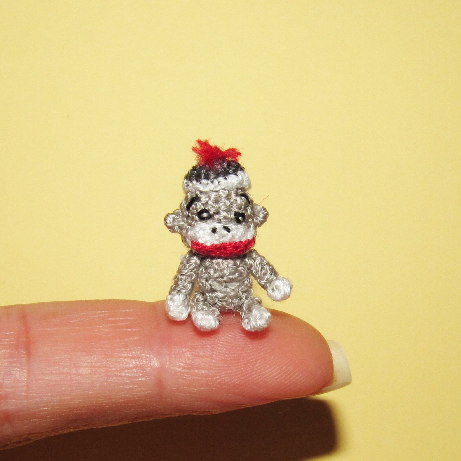 Miniature Crochet Sock Monkey - Small Monkey Amigurumi - Dollhouse ...