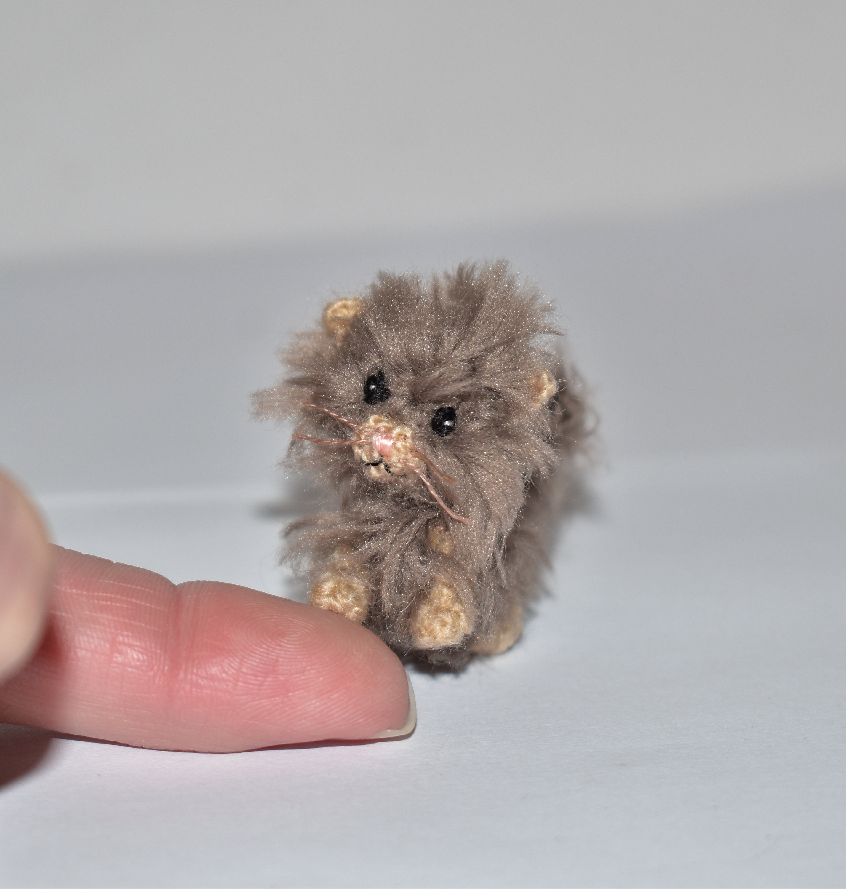 Miniature Brown Cat 1.6" Mini Crochet Stuffed Cat Dollhouse Cat Toy ...