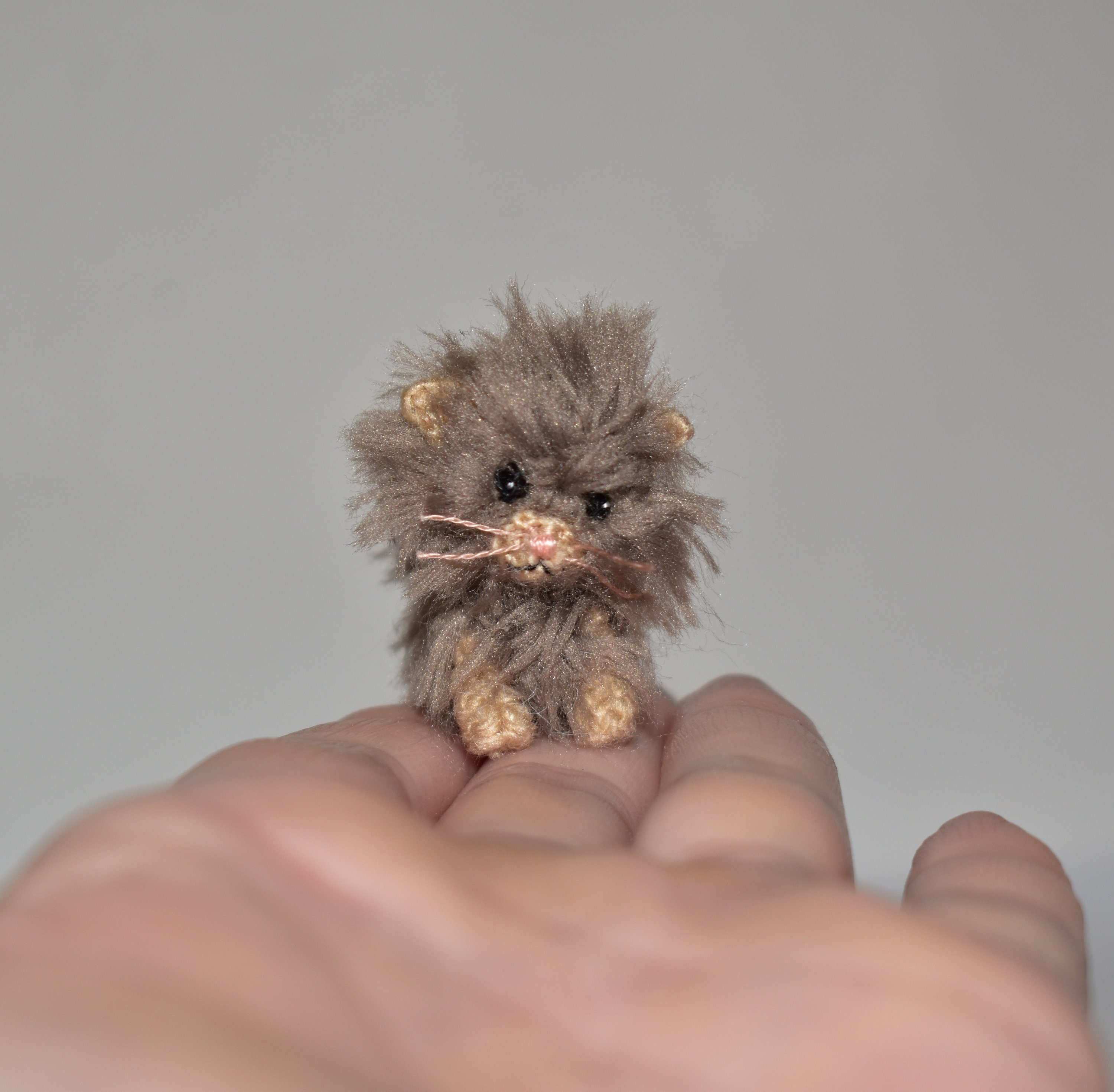Miniature Brown Cat 1.6" Mini Crochet Stuffed Cat Dollhouse Cat Toy ...