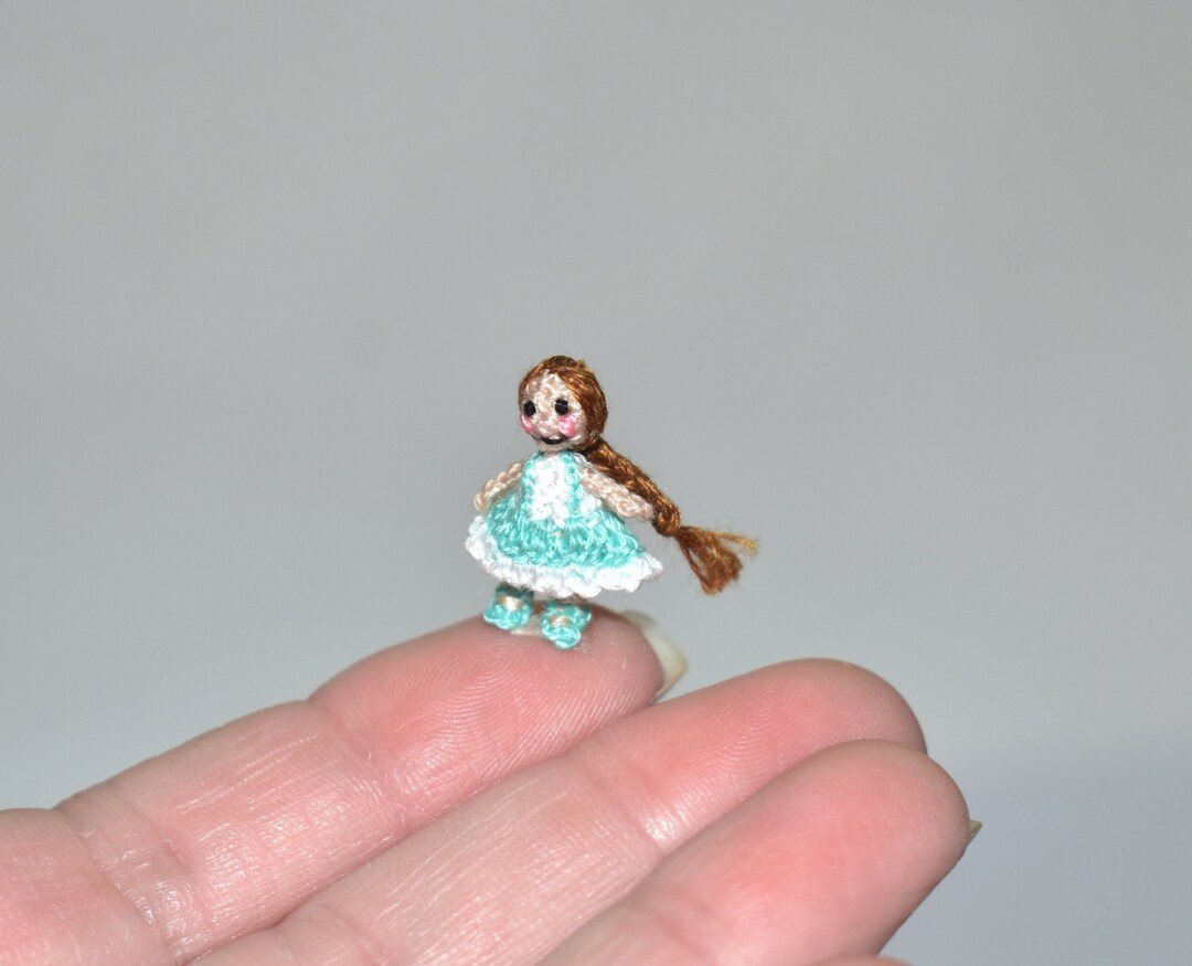 Amigurumi Doll 0.8" Extremely Micro Girl Crochet Miniature Halloween ...
