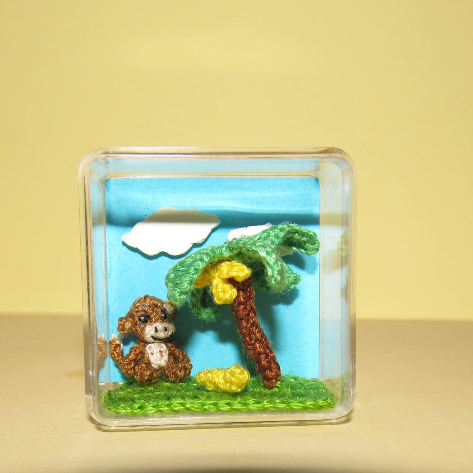 EXTREMELY Micro Monkey and Banana Palm Miniature Crochet - Etsy