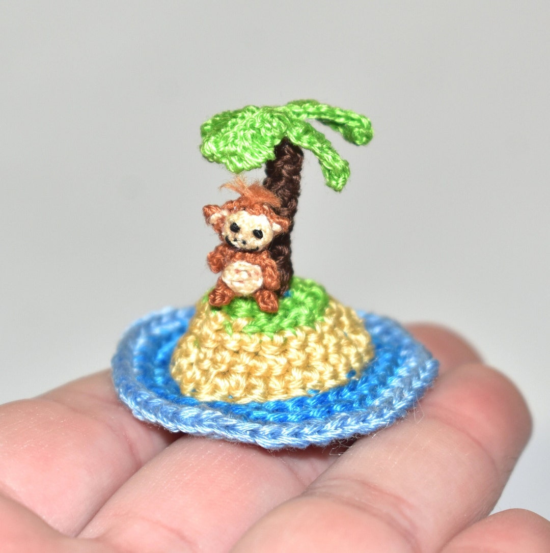 Extremely Micro Monkey 10mm Tiny Crochet Monkey Miniature Palm Tree ...