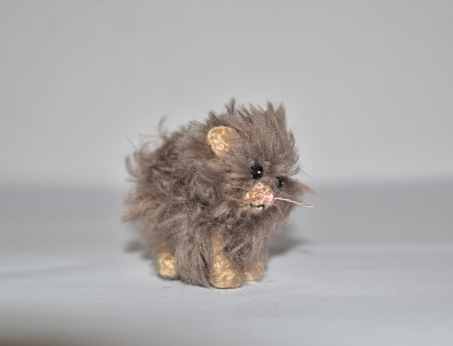 Miniature Brown Cat 1.6" Mini Crochet Stuffed Cat Dollhouse Cat Toy ...