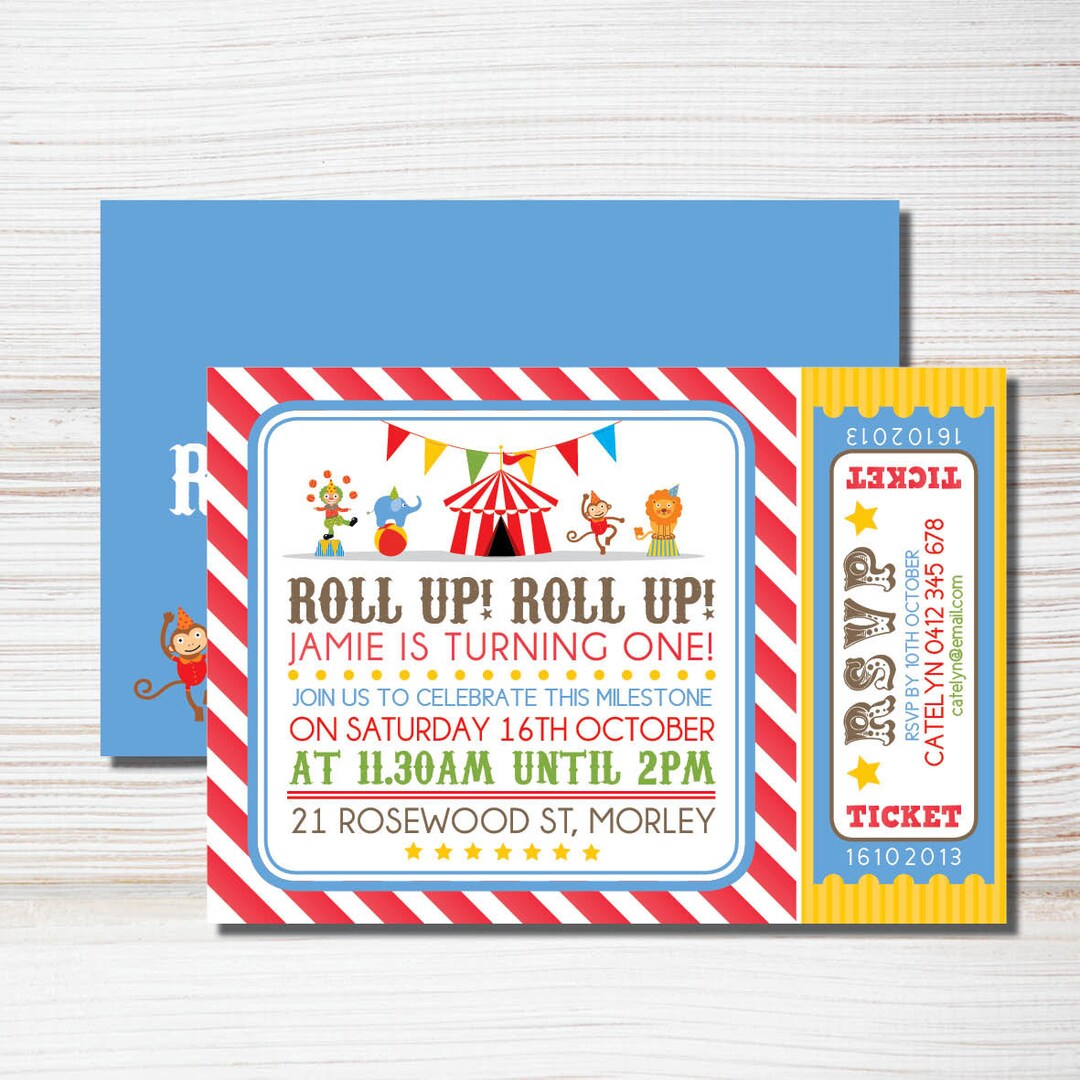 Roll Up Roll up Circus Birthday Printable Invite - Etsy