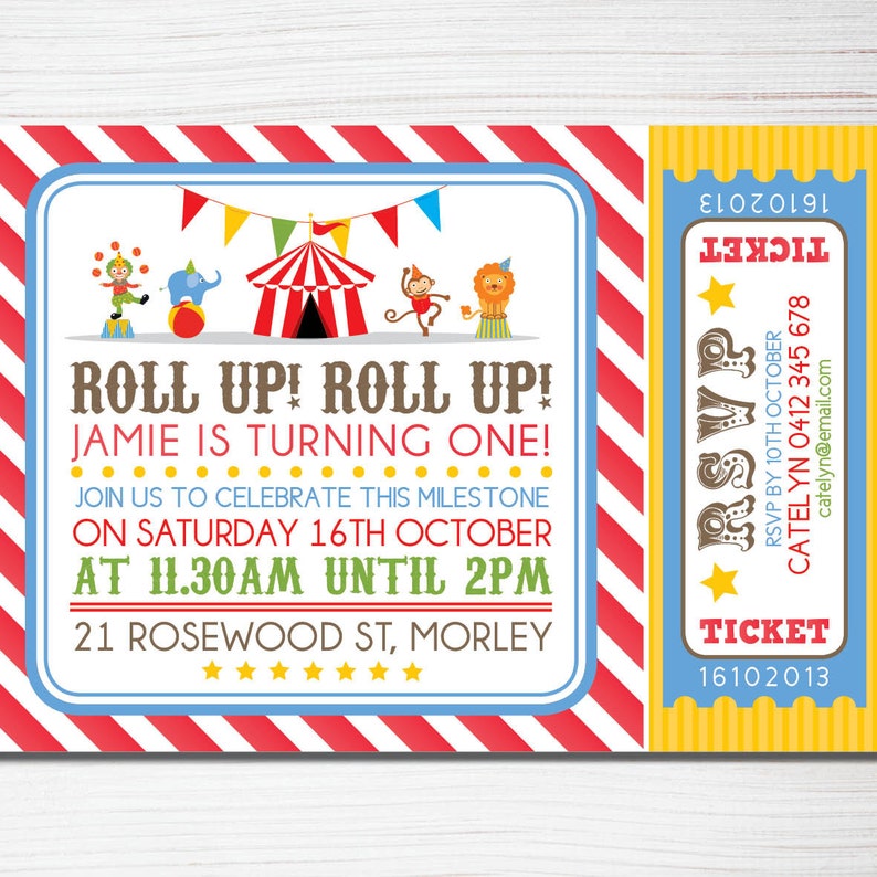 Roll Up Roll up Circus Birthday Printable Invite | Etsy