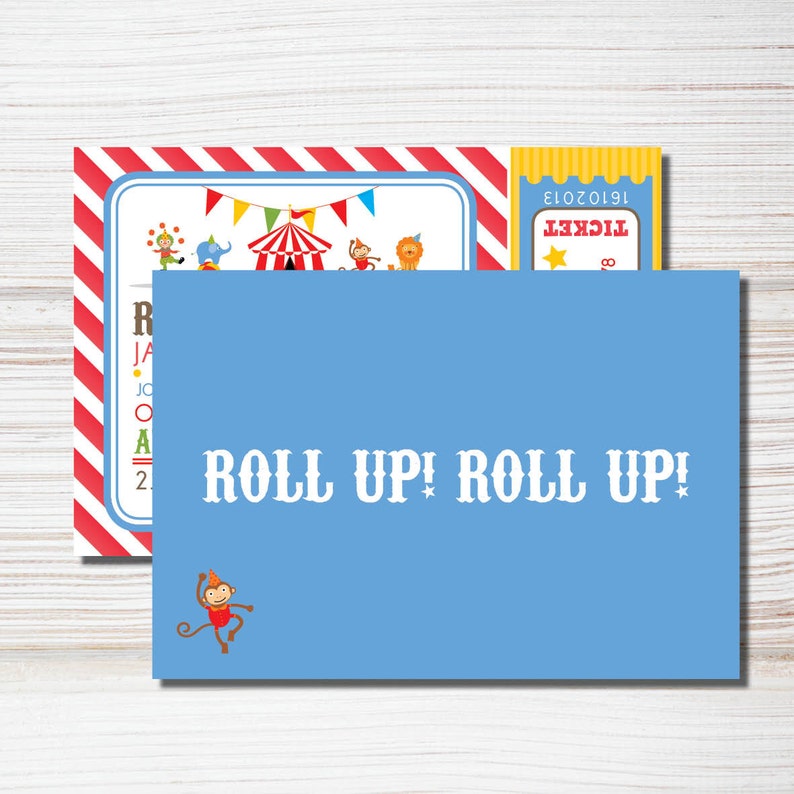 Roll Up Roll up Circus Birthday Printable Invite | Etsy