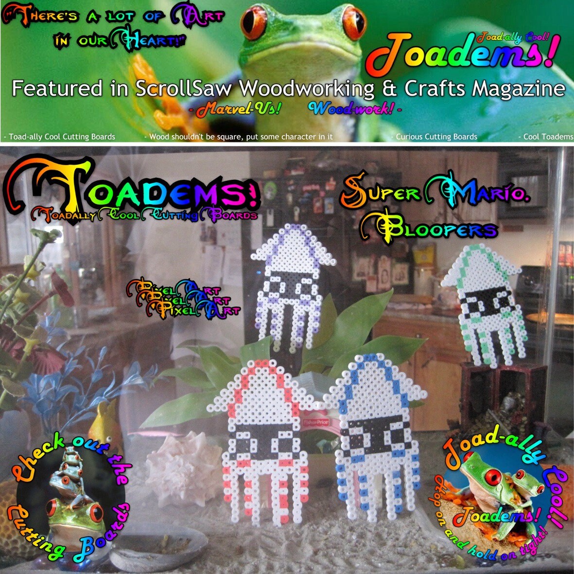 Blooper Super Mario Brothers Video Game Arcade NES Nintendo Perler ...