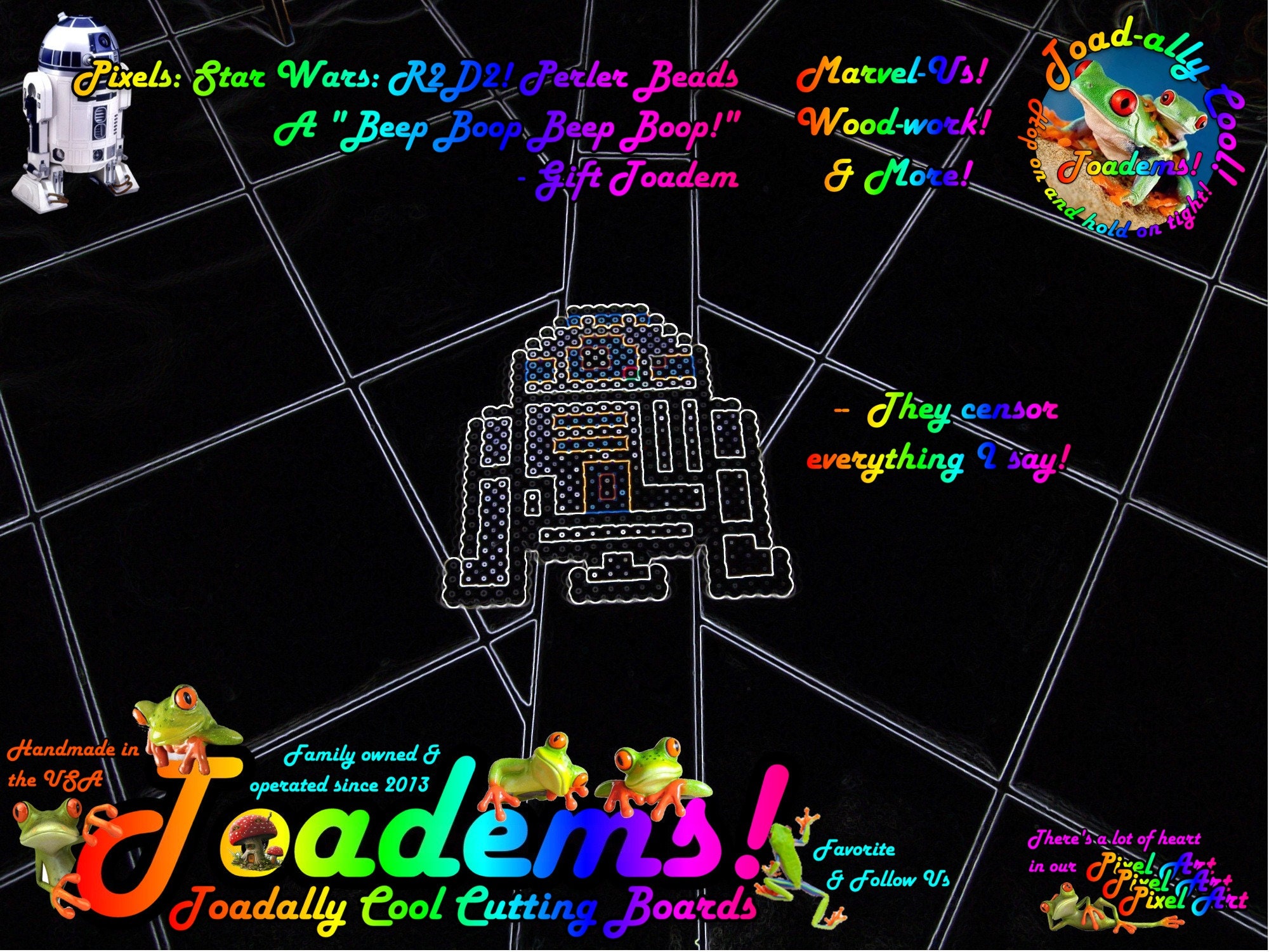 Toad-ally Pixels: R2D2 Melted 8-Bit Pixel Perler Bead Wall Art - Etsy ...