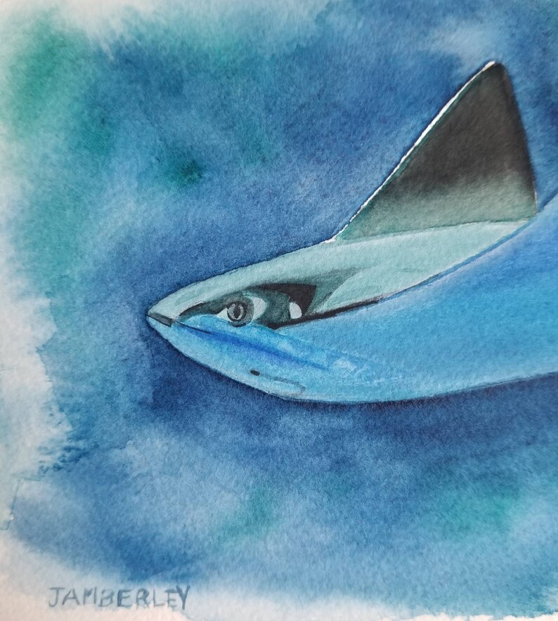 Stingray Art Sting Ray Painting Blue Fish Painting Ocean - Etsy