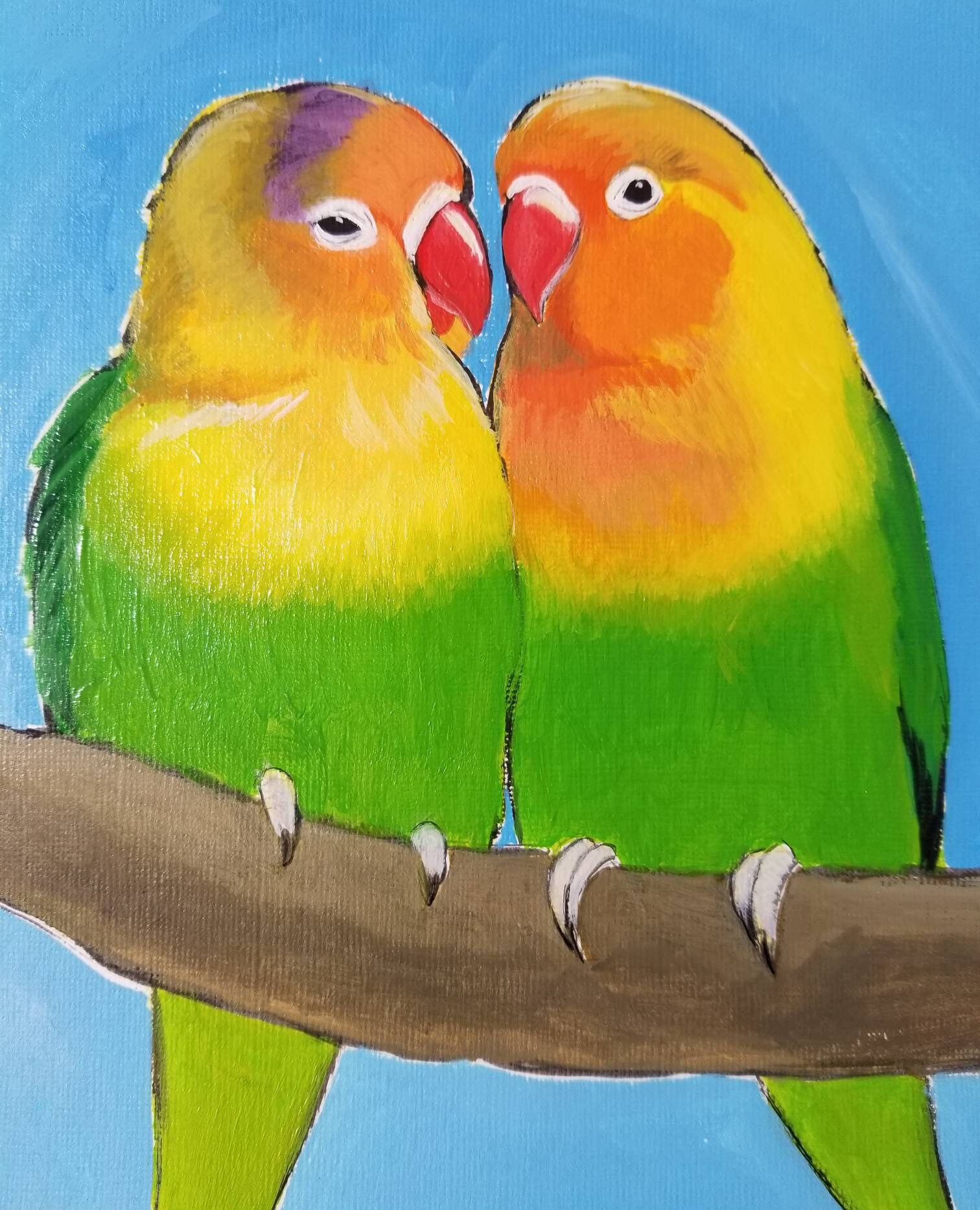 Lovebirds Art Parrot Painting Original Bird Lovers Gifts | Etsy