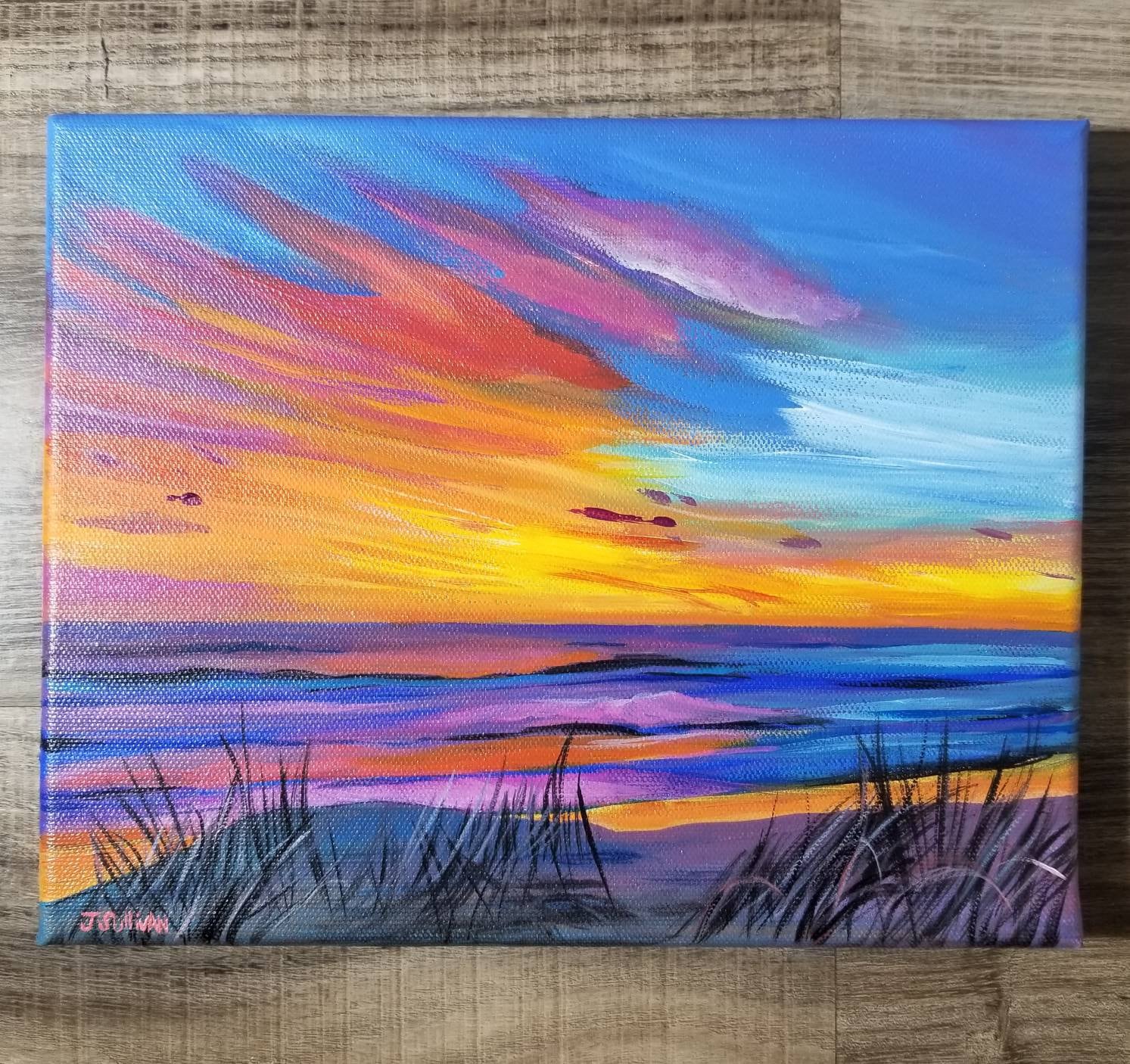 Ocean Sunset Painting Original Beach Sunrise Painting | Etsy