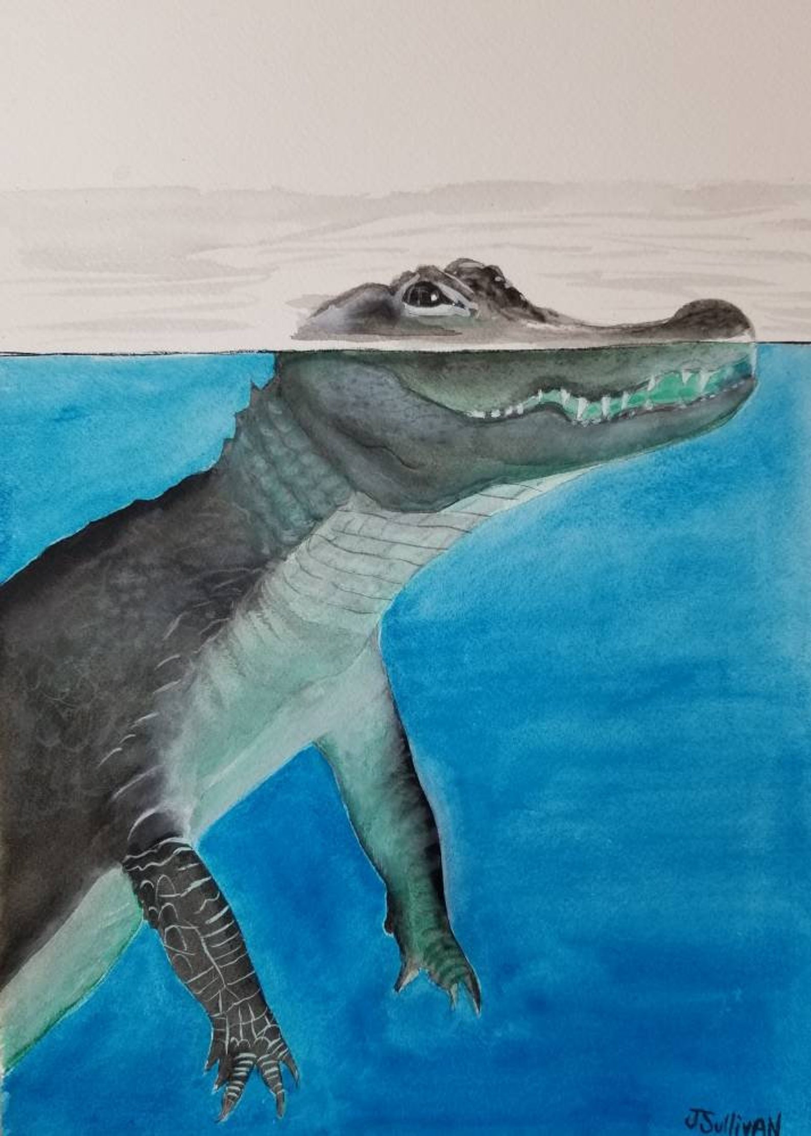 Alligator Watercolor, Alligator Art, Reptile Lover Gift, Alligator ...