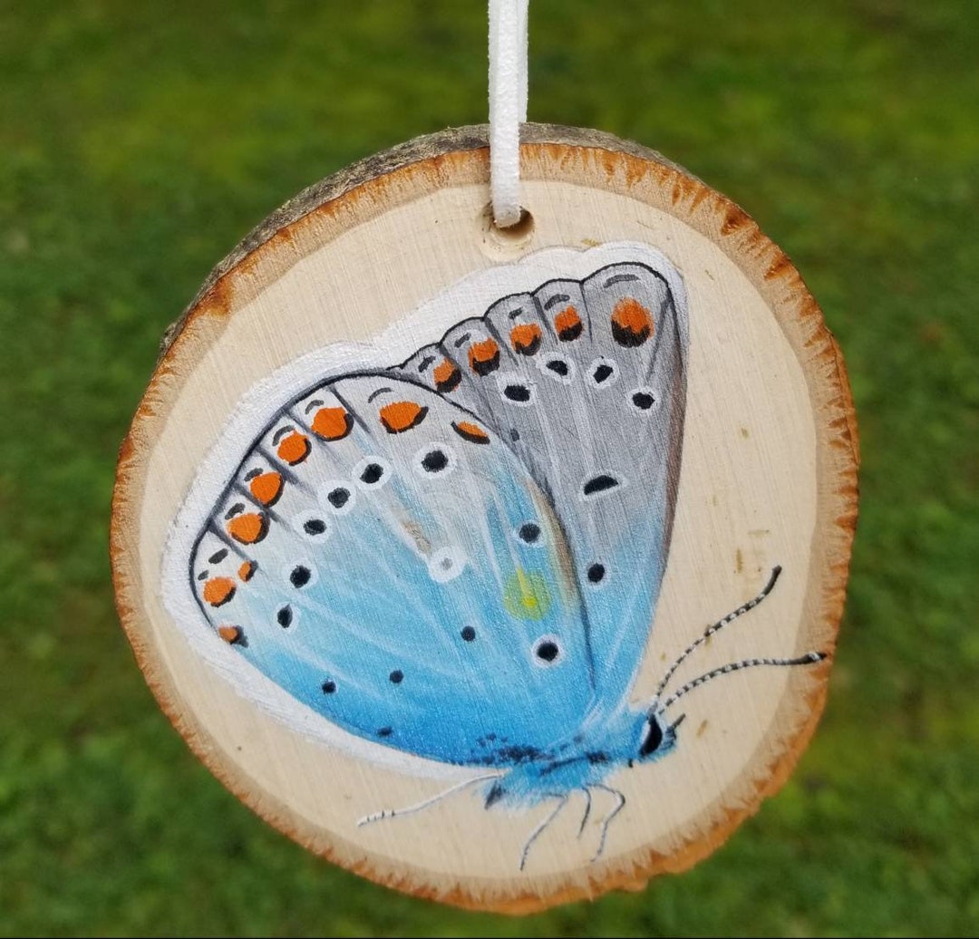 Blue Butterfly Ornament, Butterfly on Wood, Butterfly Gift for Mom ...