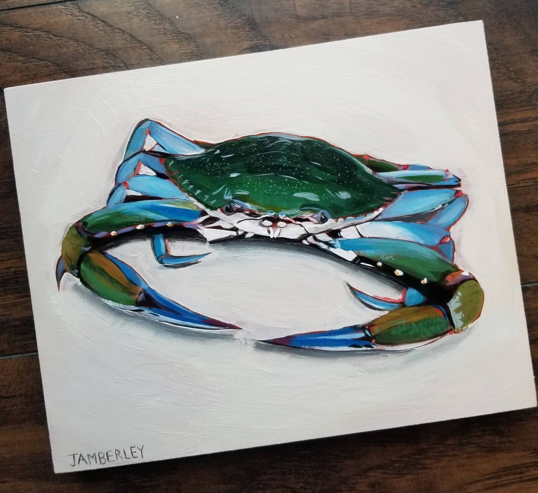 Blue Crab Art, Blue Crab Decor, Crab Lover Gift, Crab Painting, Sea ...