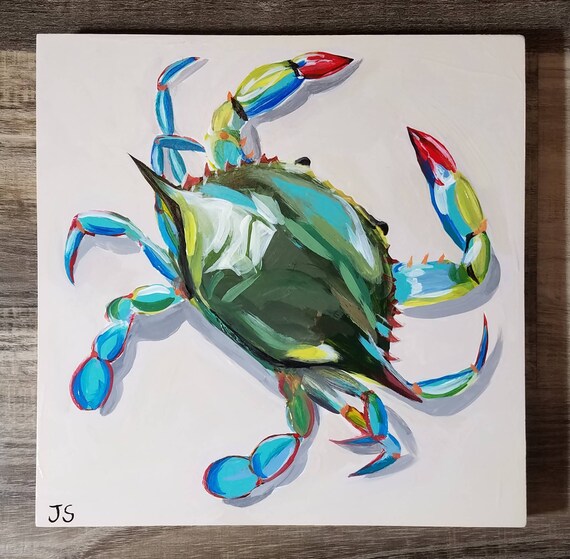 Blue Crab Art Blue Crab Decor Crab Lover Gift Crab | Etsy