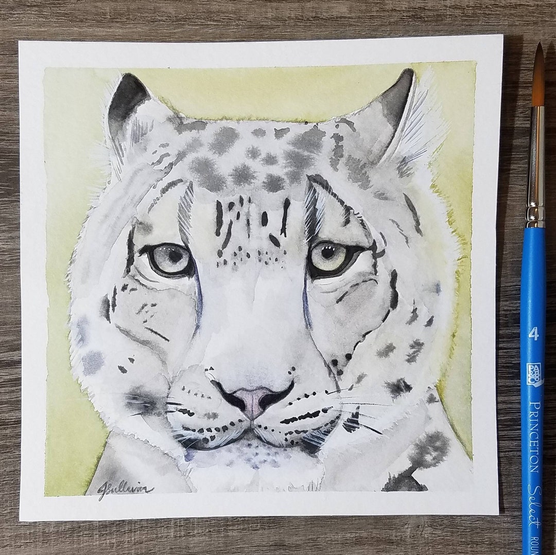 Snow Leopard Art, Snow Leopard Gifts, Endangered Species, Birthday Gift ...
