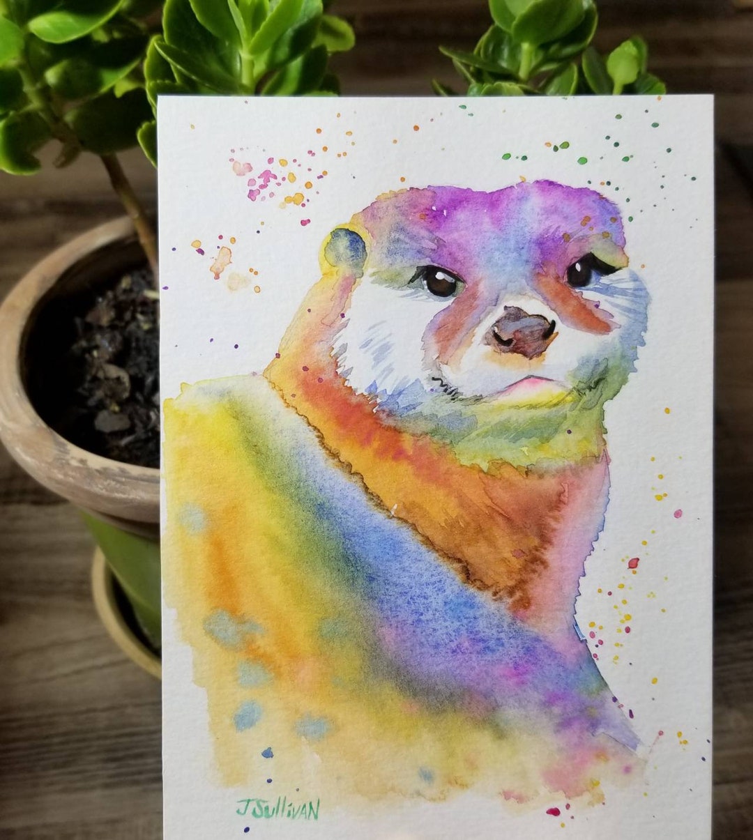 River Otter Art, Watercolor Otter, Otter Painting, Otter Gifts for Her ...