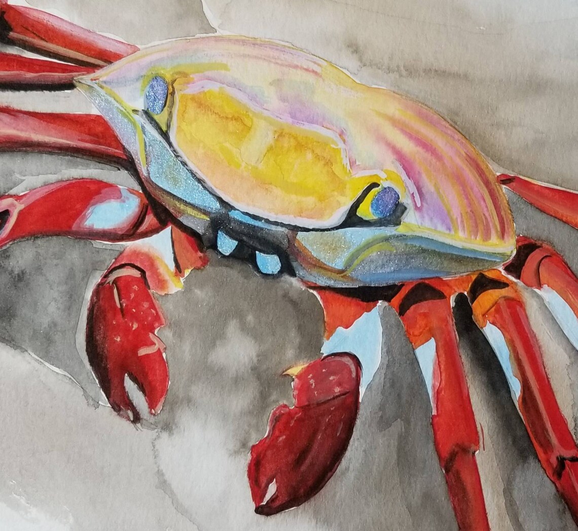 Red Crab Decor Crab Painting Crab Art Crab Lover Gift - Etsy