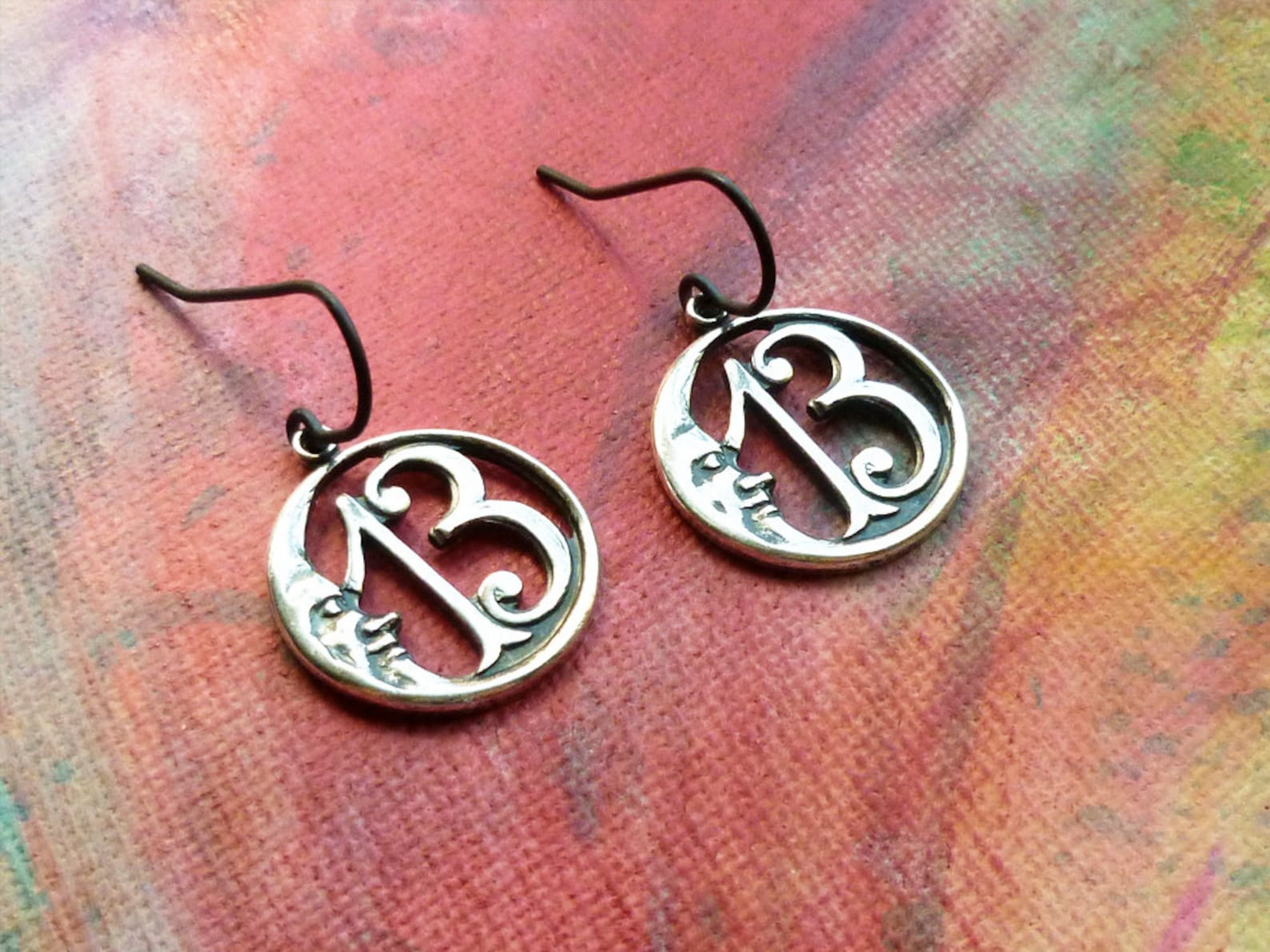 13 Moon Lucky Number Thirteen Earrings - Etsy