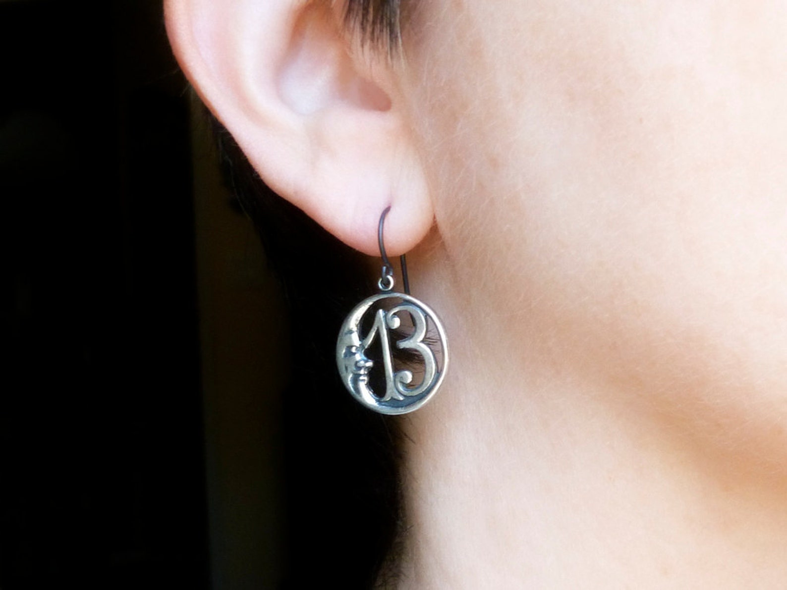 13 Moon Lucky Number Thirteen Earrings - Etsy